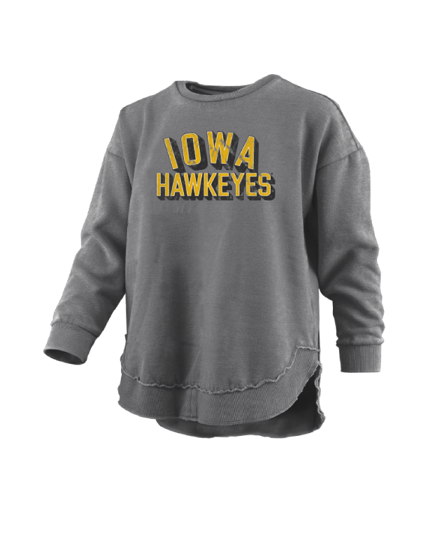 Ladies Iowa Hawkeye Vintage Crew - Grey