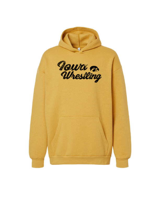 Ladies Iowa Wrestling Script Hood - Mustard