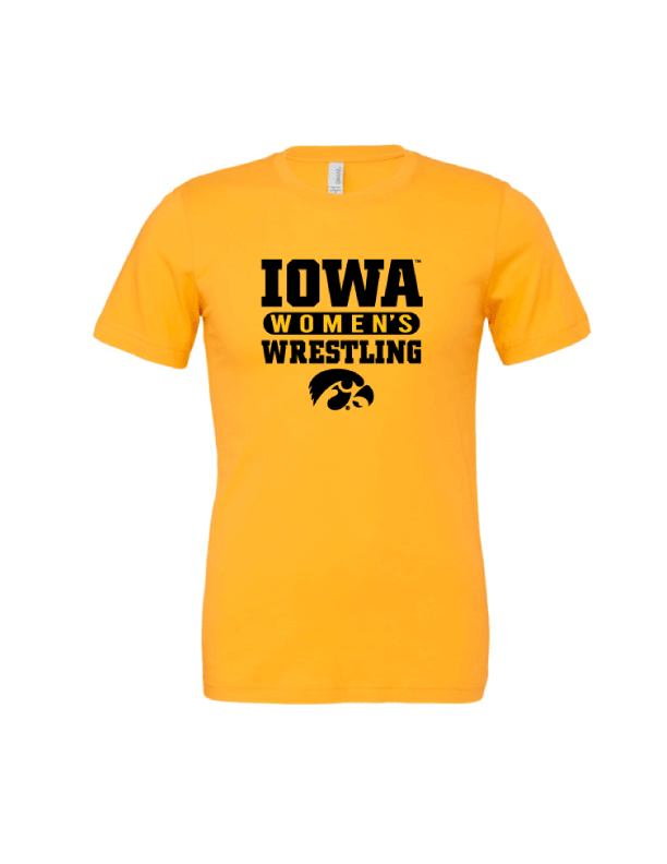 Iowa WOMEN'S Wrestling tee - GOLD - Black design